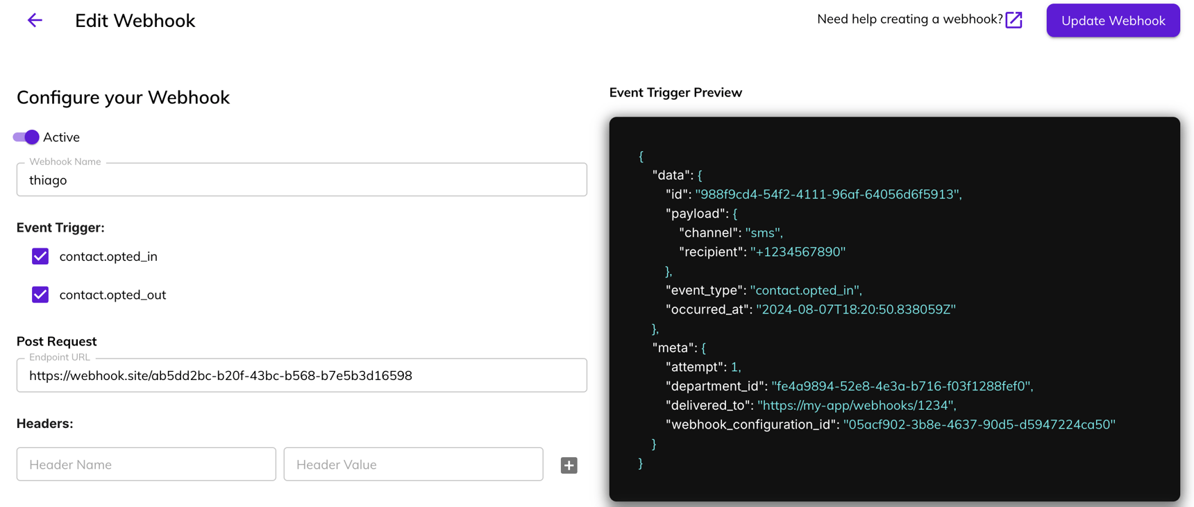 Creating & Managing Webhooks